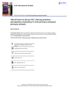 ‘We all have to do our bit': Literacy practice, perceptions and policy in Irish primary and post ...